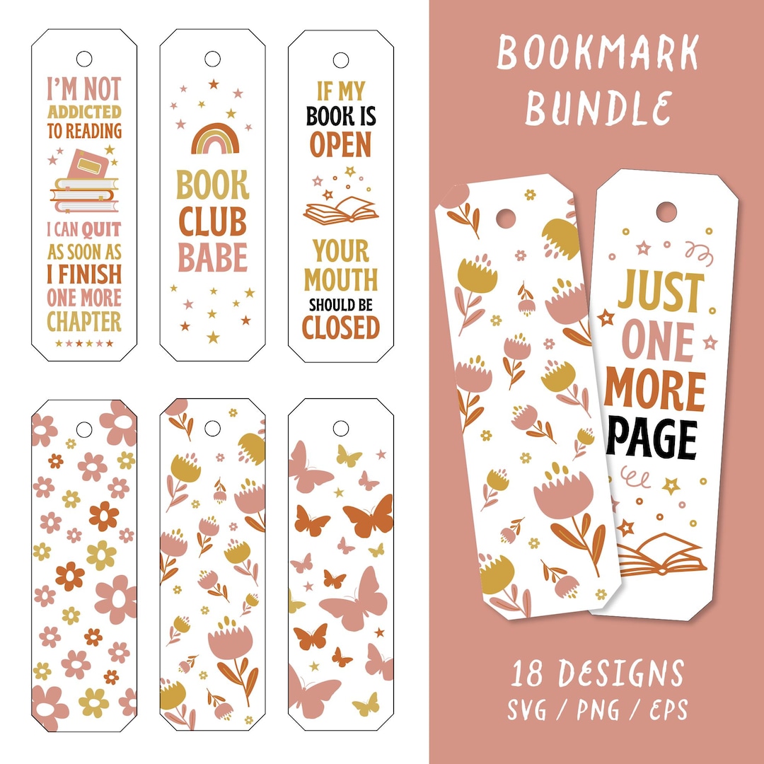 Bookmark SVG Bundle | Bookmark Template Svg | Reading Svg | Floral ...