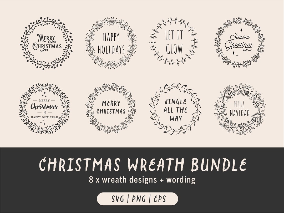 Christmas Wreath Svg Bundle Holiday Wreath Svg Christmas Wreath Svg for ...