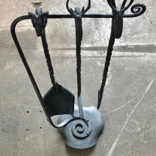 Hand Forged Fireplace Brush / Fire Tool / Companion Set - Etsy