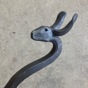 Rabbit Fire Poker / Hand Forged Hare Head / Blacksmith Fire Pit Tool ...