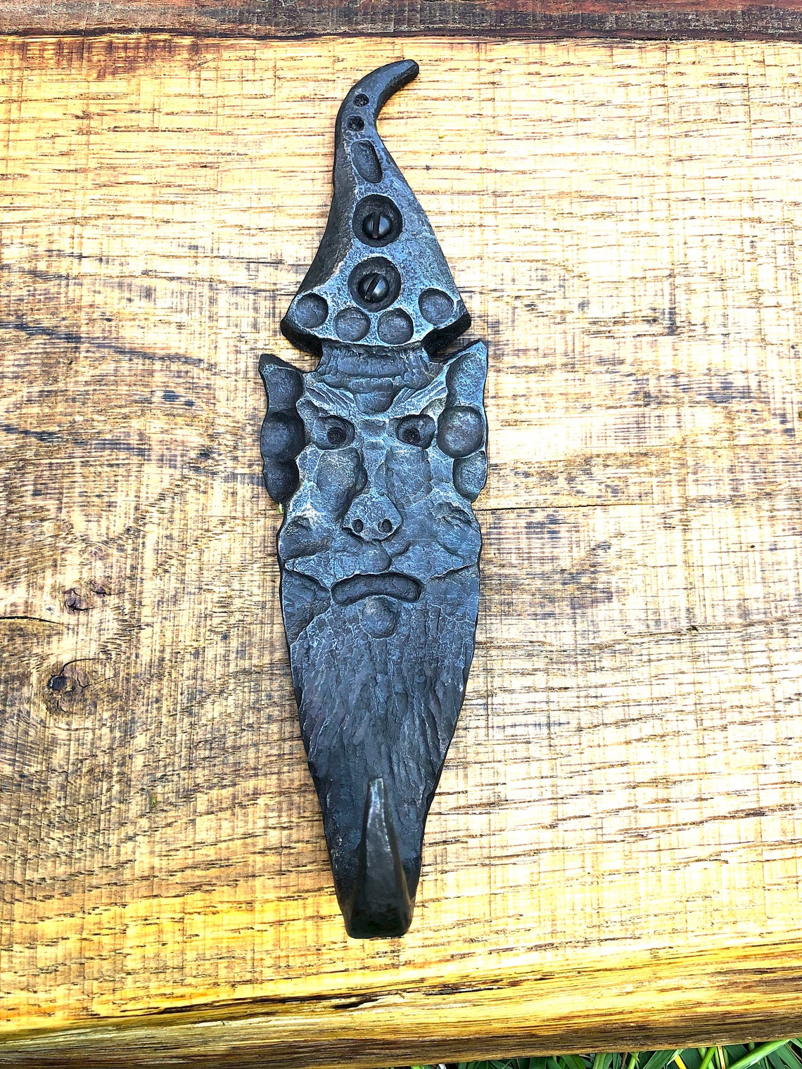 Hand forged wizard face / gnome hooks / blacksmith | Etsy