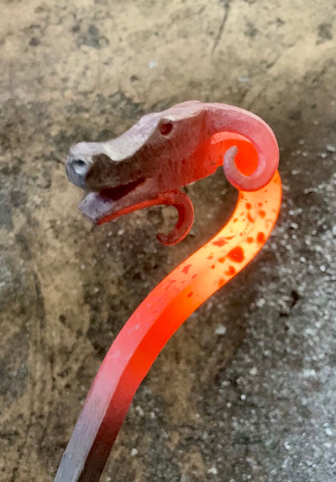 Dragon Fire Poker / Hand Forged / Blacksmith Fire Pit Tool | Etsy