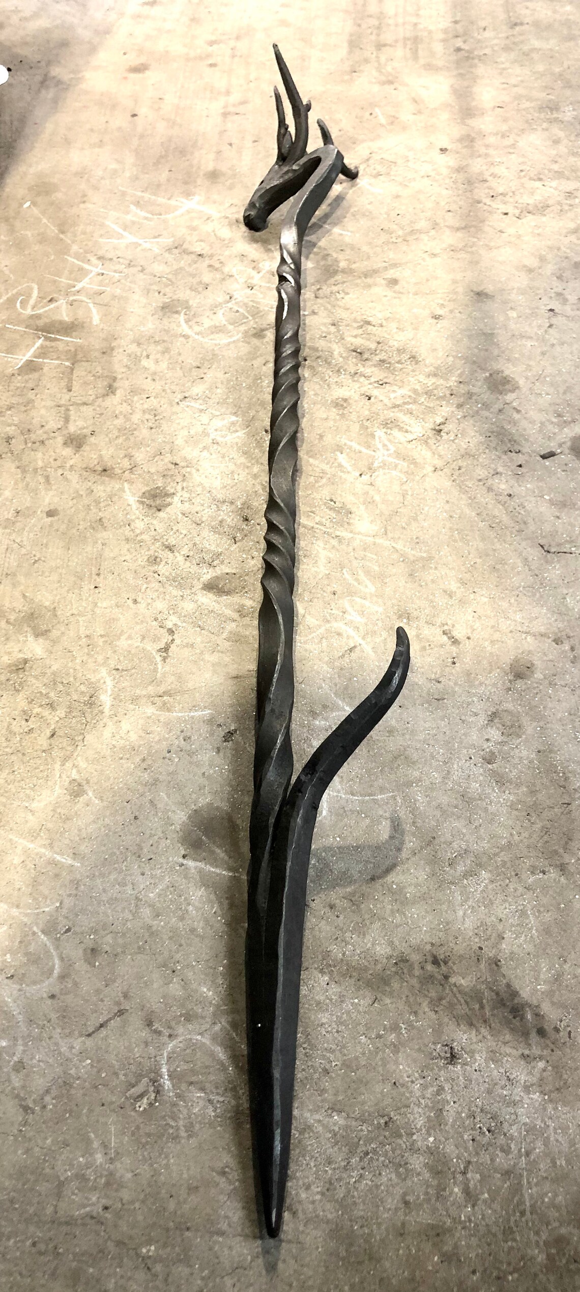 Stag fire poker / blacksmith fire pit tool / hand forged | Etsy