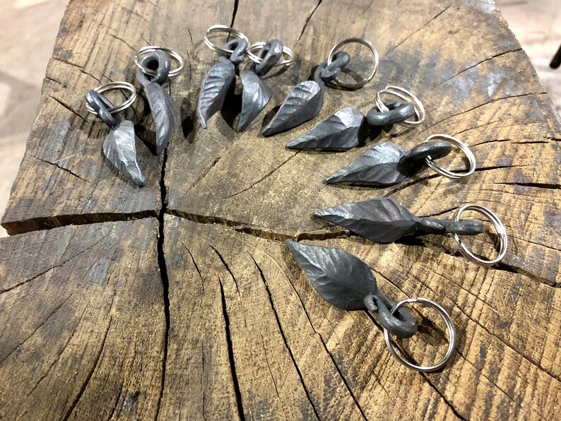 Hand Forged Leaf Keyring / Key Fob / Blacksmith Leaf - Etsy UK