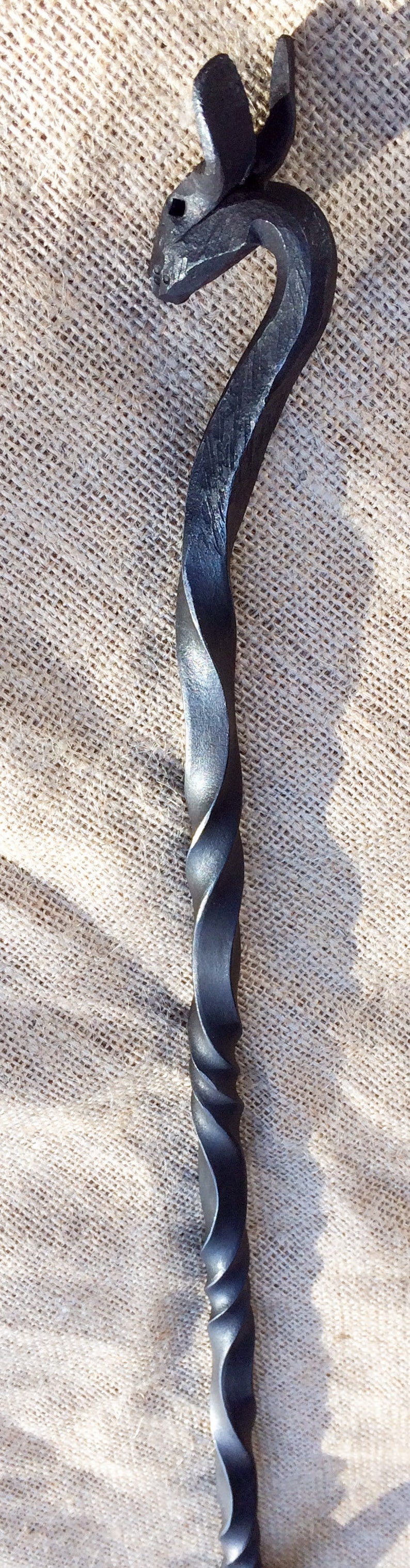Rabbit Fire Poker / Hand Forged Hare Head / Blacksmith Fire Pit Tool ...