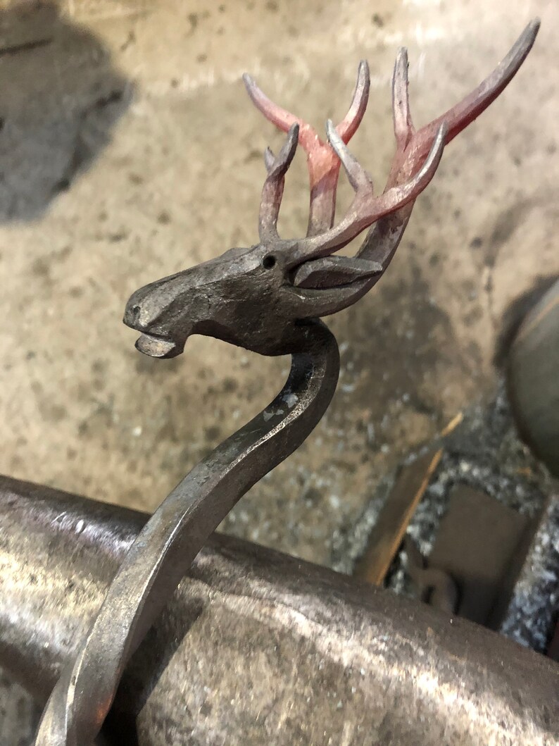 Stag Fire Poker / Blacksmith Fire Pit Tool / Hand Forged - Etsy