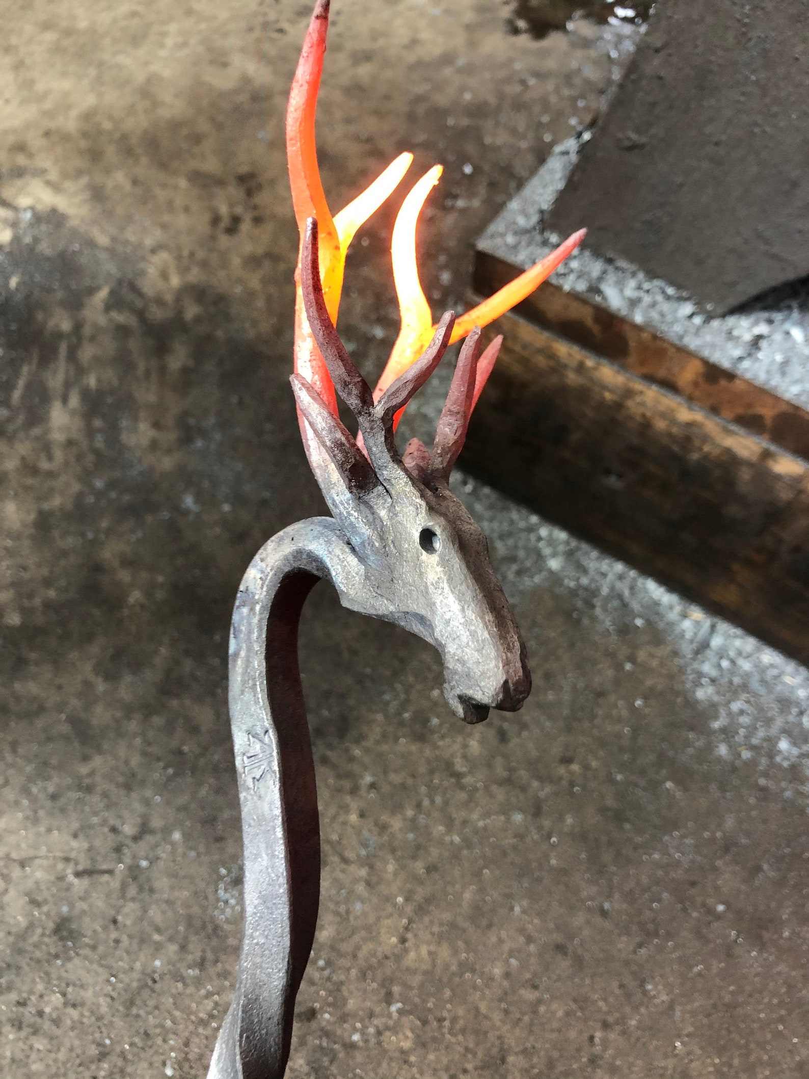 Stag Fire Poker / Blacksmith Fire Pit Tool / Hand Forged - Etsy