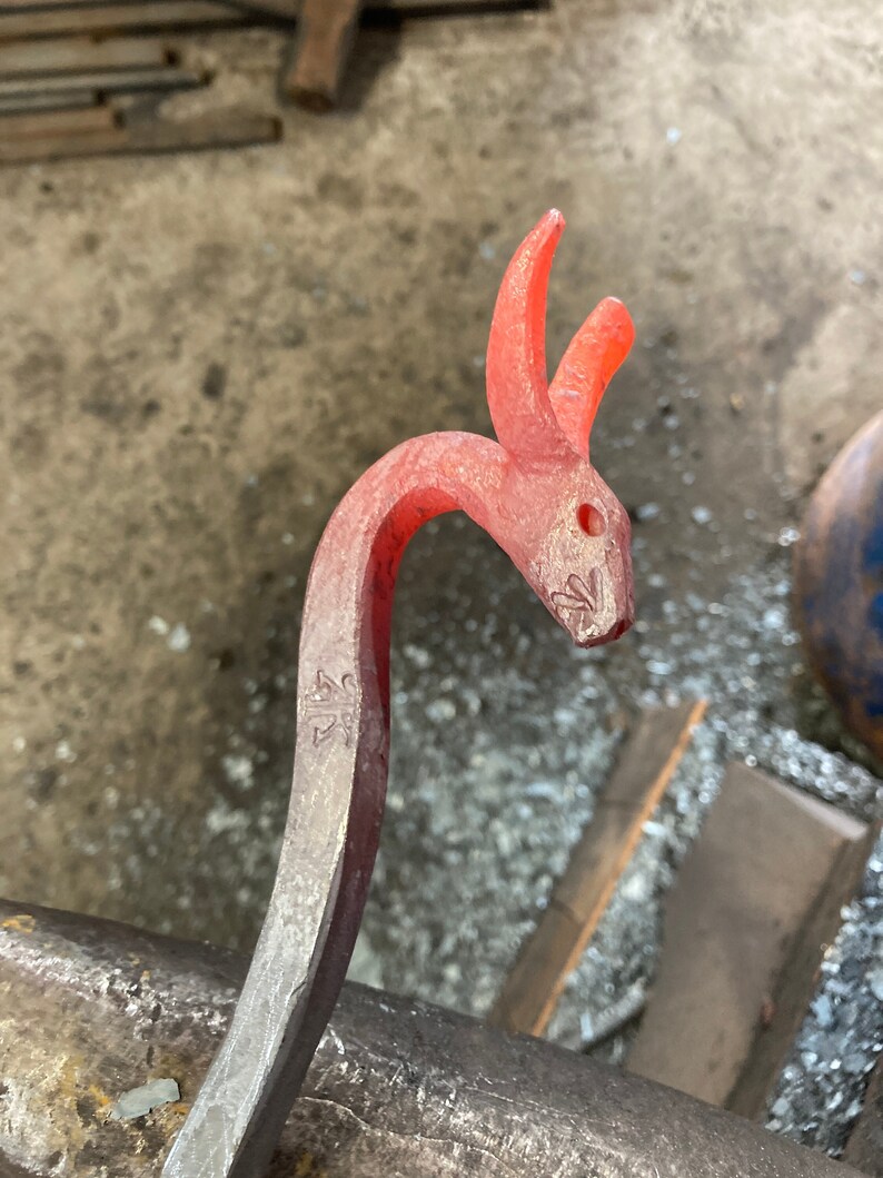 Rabbit Fire Poker / Hand Forged Hare Head / Blacksmith Fire - Etsy UK