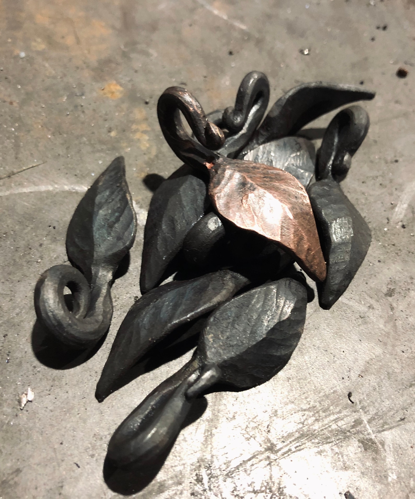 Hand forged leaf keyring / key fob / Blacksmith leaf | Etsy