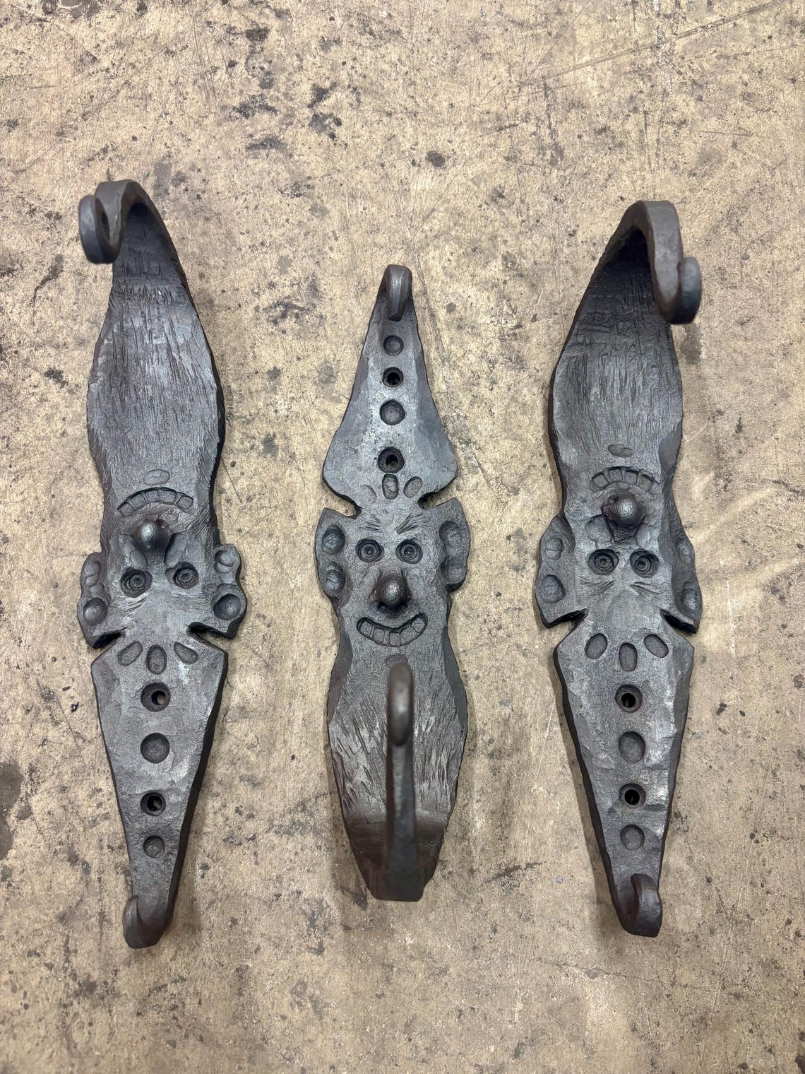 Hand Forged Wizard Face / Gnome Hooks / Blacksmith - Etsy