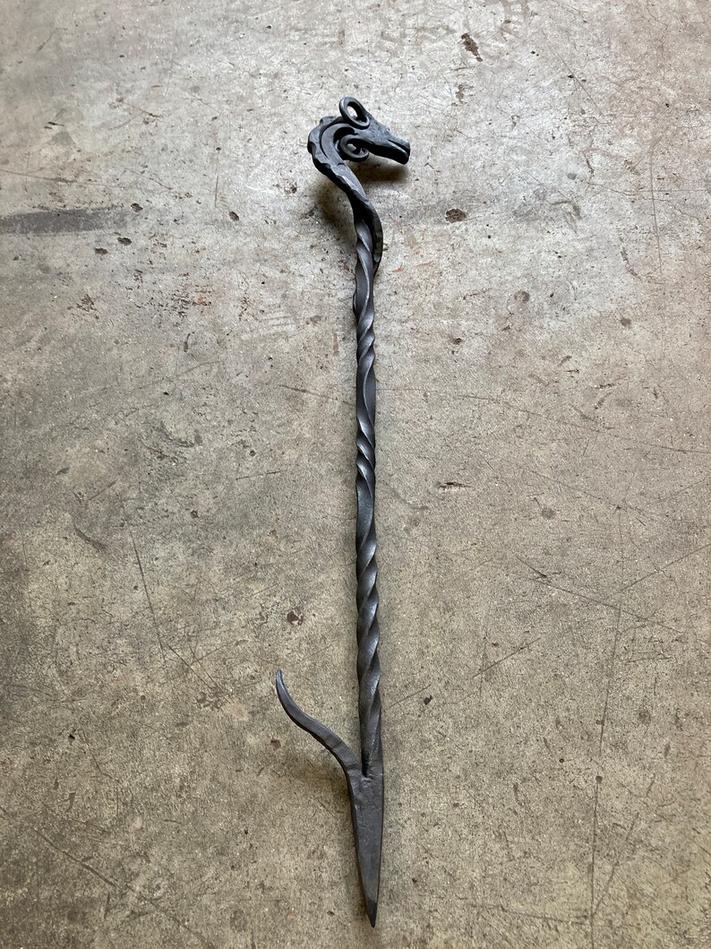Dragon Fire Poker / Hand Forged / Blacksmith Fire Pit Tool - Etsy