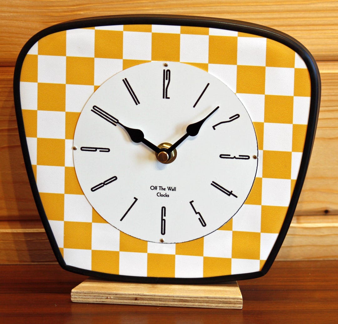 Atomic Style Yellow Mantel Clock - NEW 20cm Handmade Vintage Mid ...