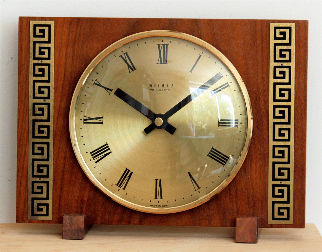 Vintage Weimar Clock 25cm Mantel Clock Wooden Retro Mid Century 70s ...
