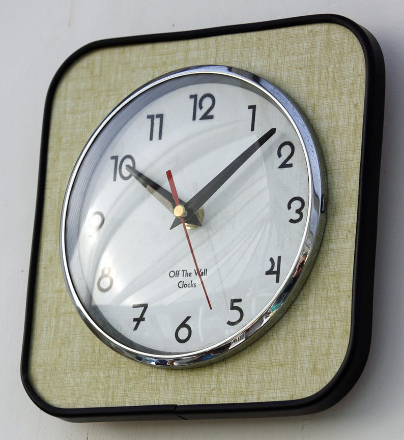 Retro Style Wall Clock - NEW 20cm Handmade Green Formica Clock Retro ...