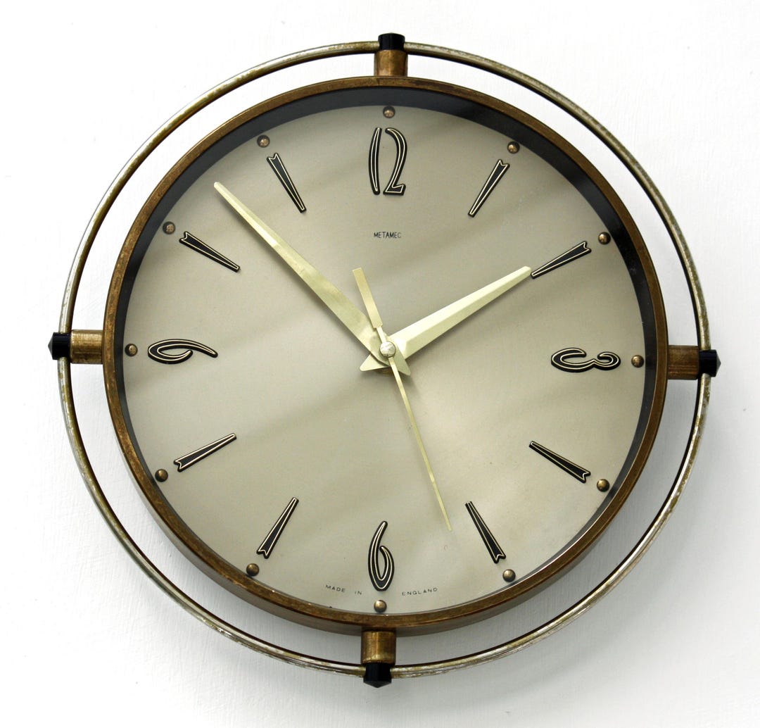 Vintage Metamec Wall Clock - 25cm Retro Atomic Era Mid Century Style ...