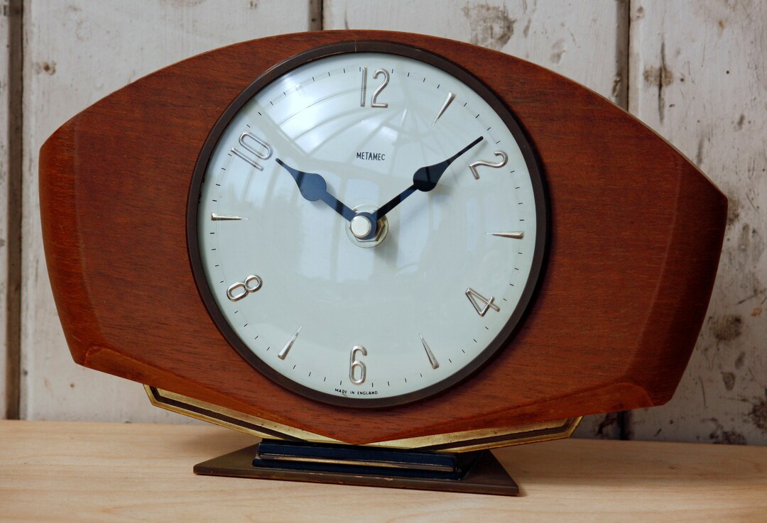 Vintage Metamec Mantel Clock 23cm Wooden Retro Mid Century 70s Desk ...