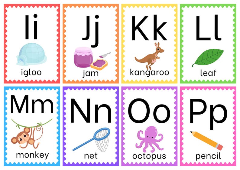 Printable Flashcards - Alphabet for Kids - Etsy