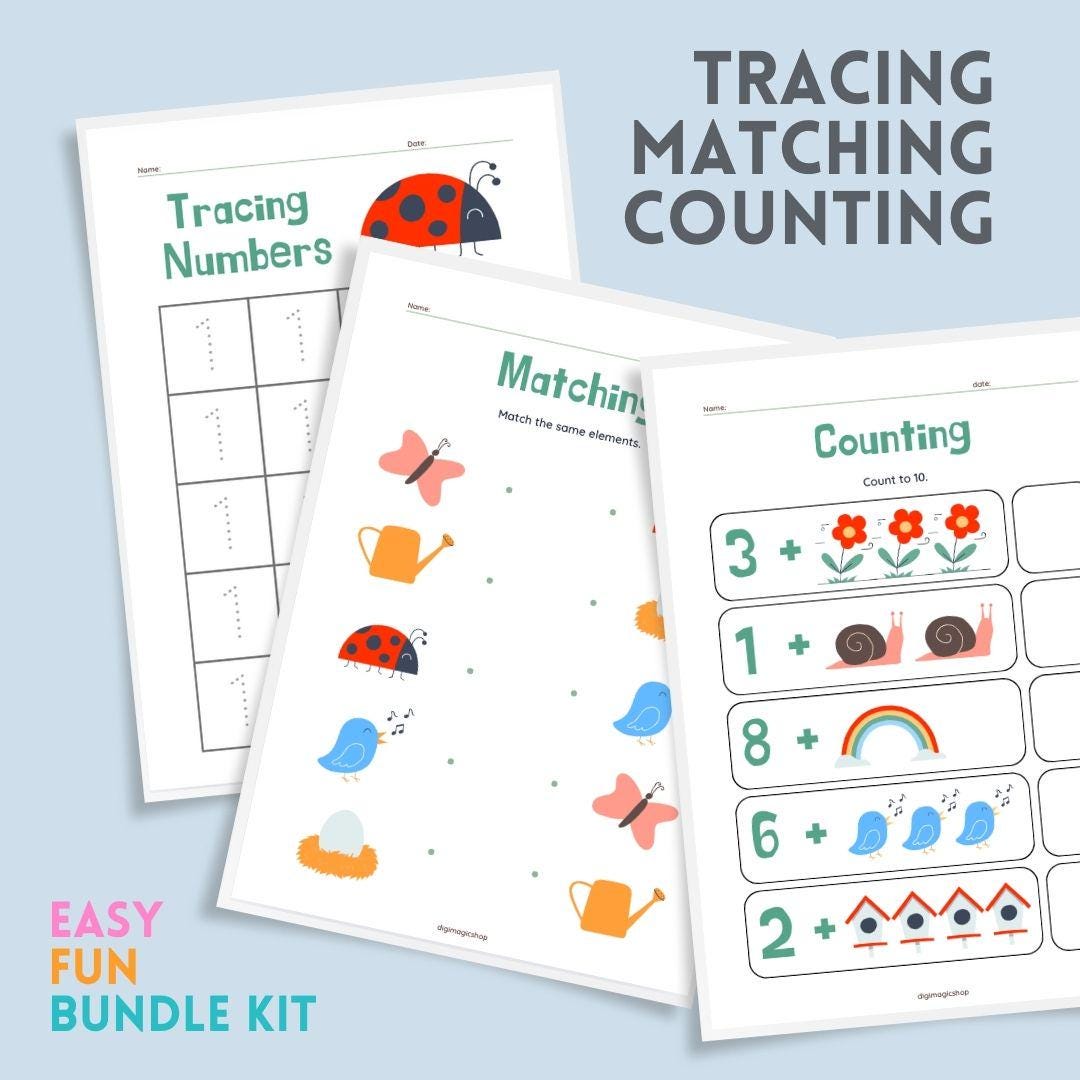 Numbers Learning Bundle - Tracing, Matching & Counting - Fun Printable ...