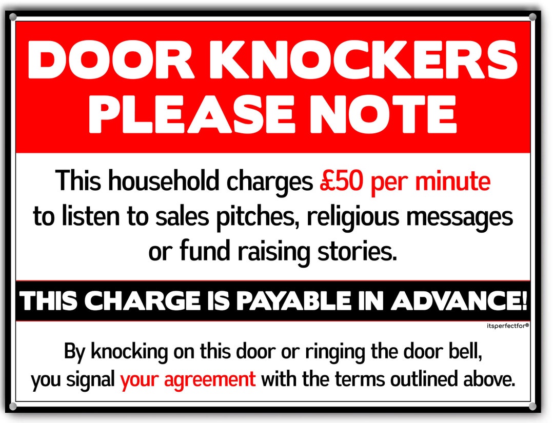 Funny Door Knocker Metal Sign: Home Warning Solicitation Plaque - Etsy UK