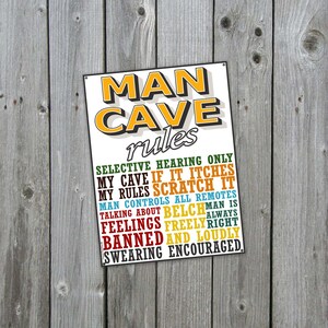 Man Cave Rules Metal Sign/plaque Perfect Christmas Birthday Father's ...