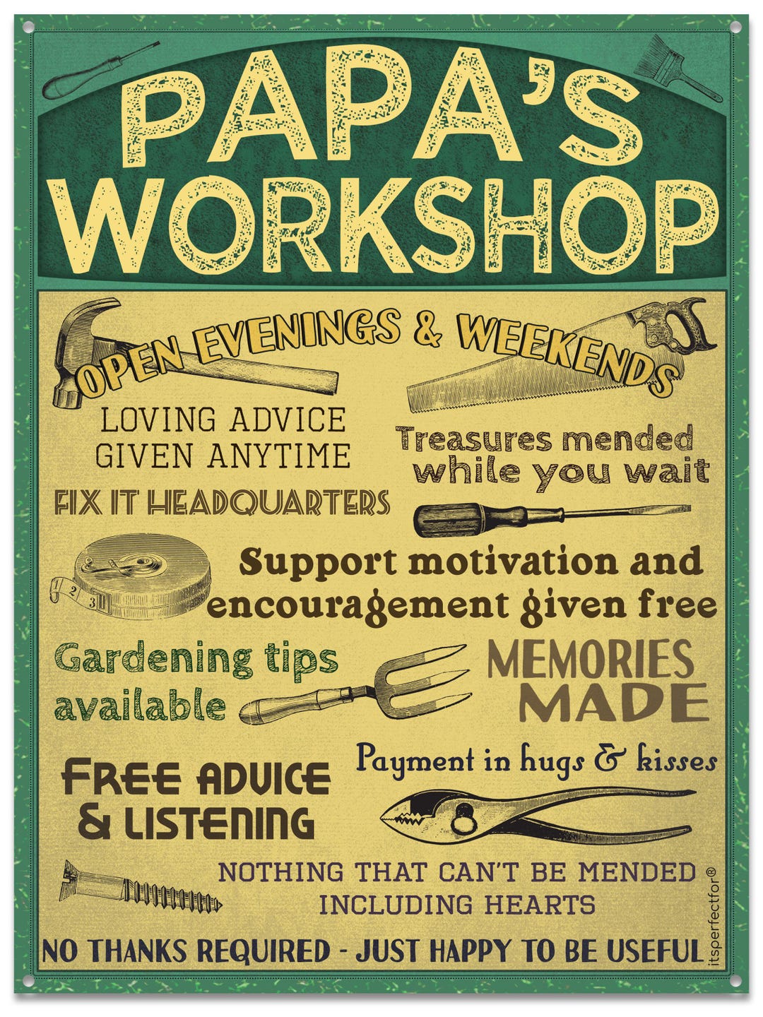 Metal Sign for Papa's Workshop, Perfect for Shed and Garage, Father's ...