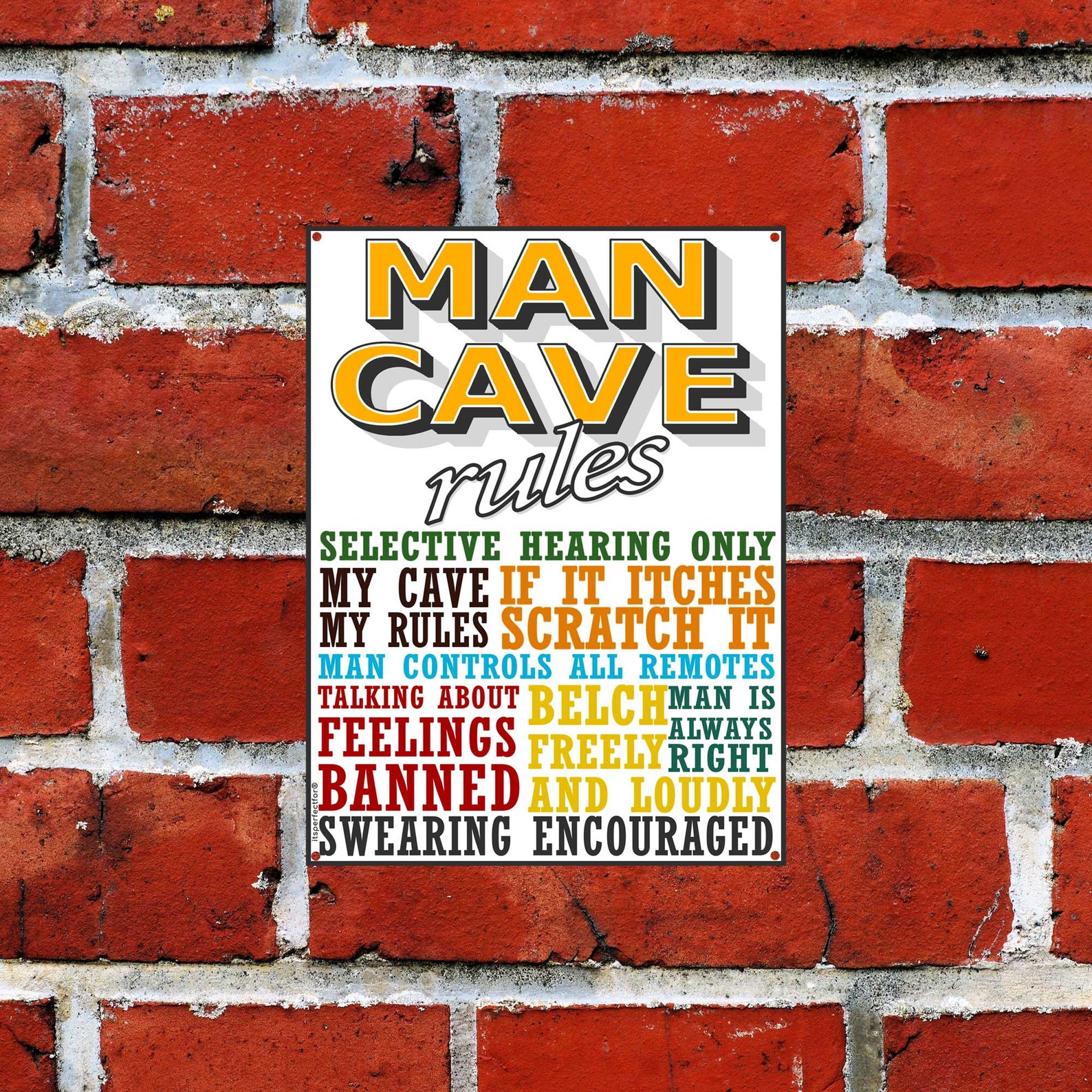 Man Cave Rules Metal Sign/plaque Perfect Christmas Birthday - Etsy