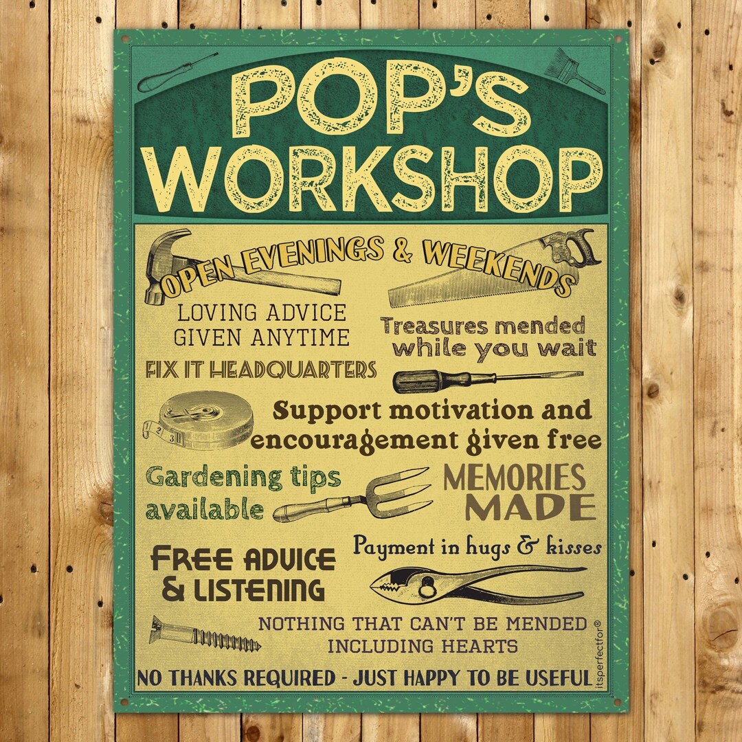 Metal Sign for Pop's, Perfect for Workshop Shed Garage, Father's Day ...