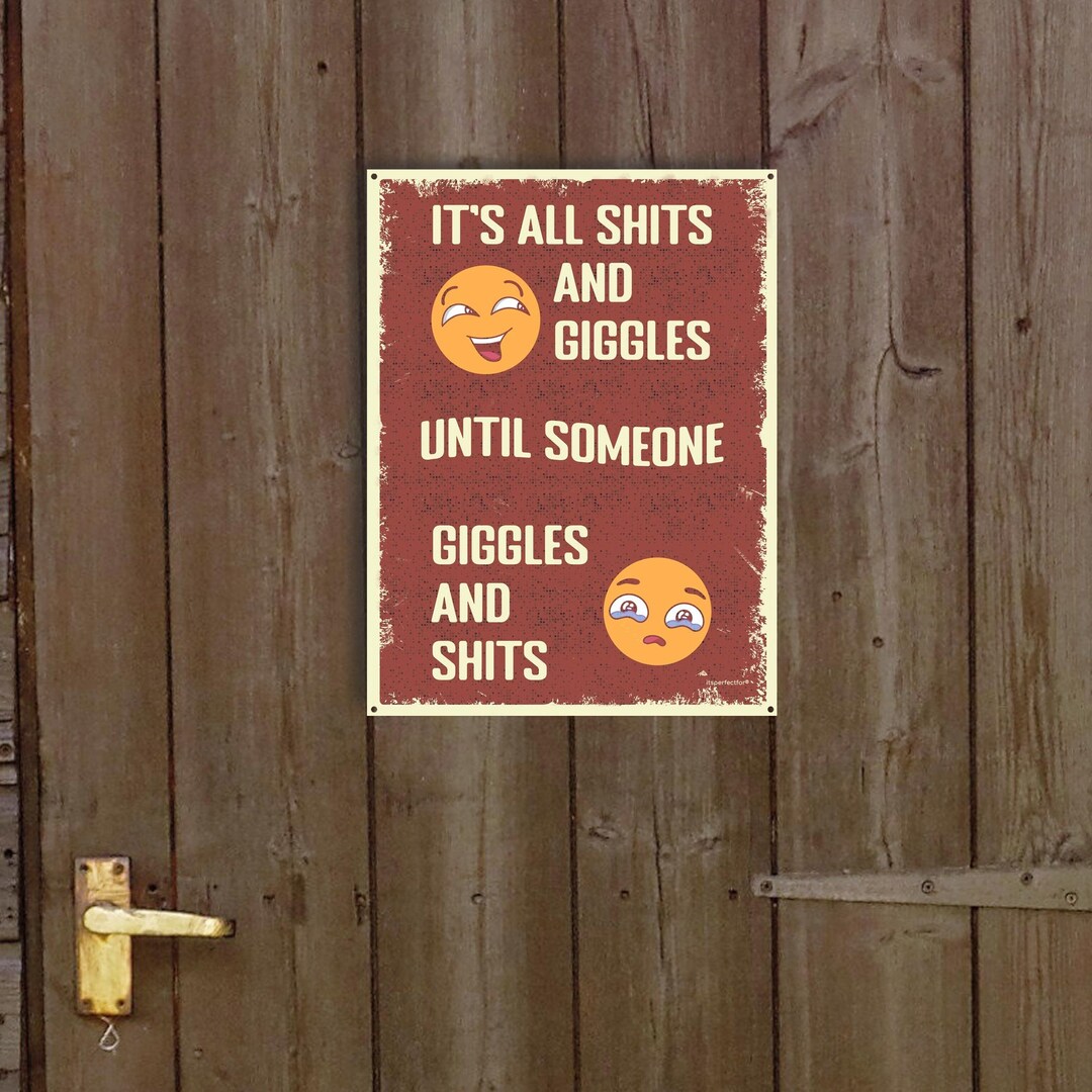 Bar Sign. It's All Sits and Giggles. Funny Home Pub Shed Plaque. Metal ...