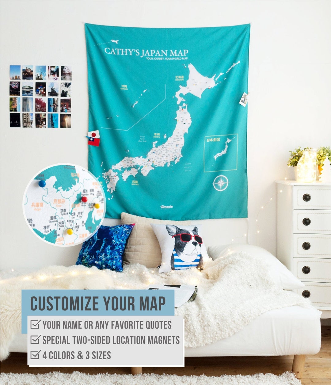 Personalized Japan Map Travel Map House Warming Gift Holiday Gift Japan ...