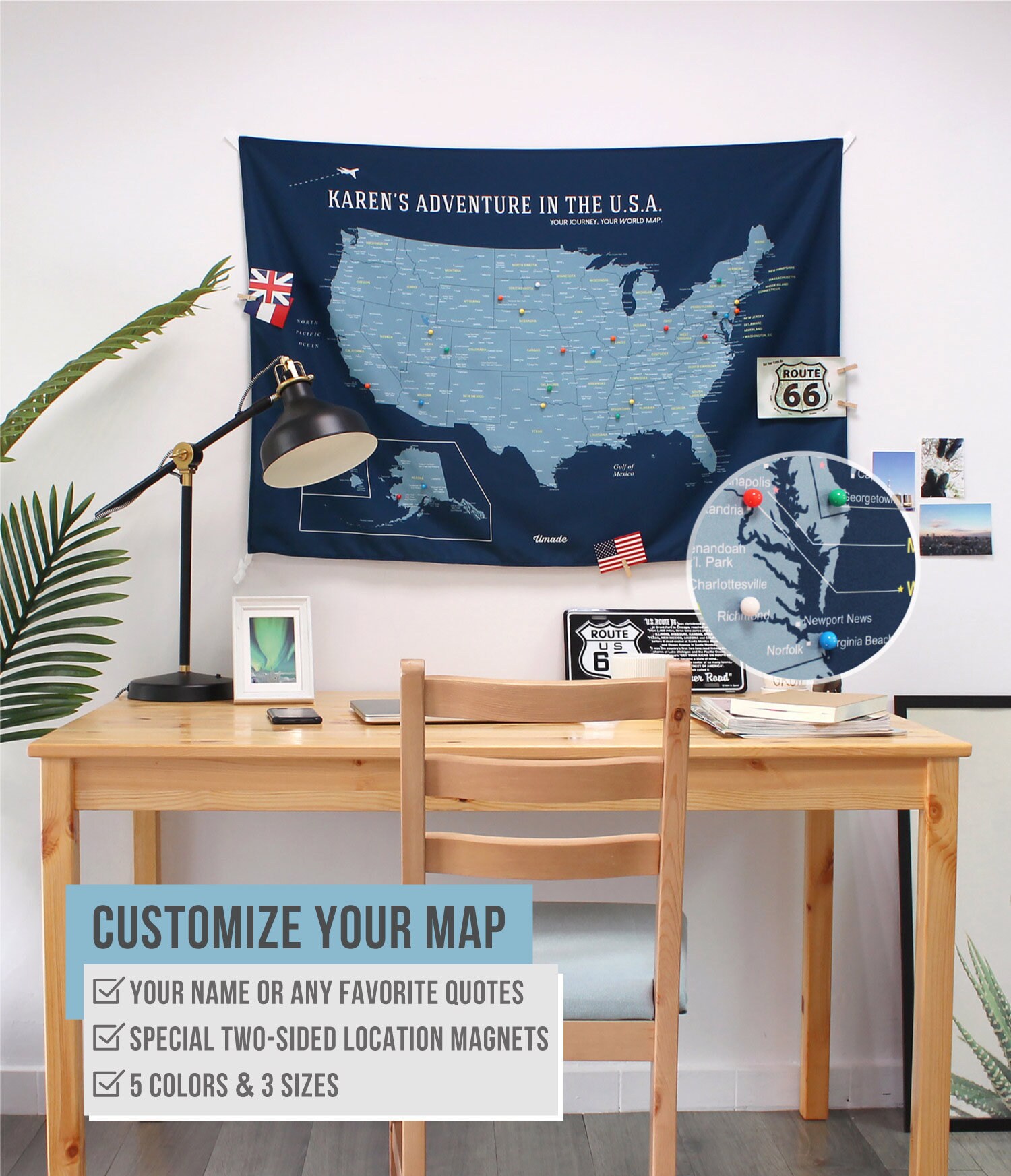 Personalized USA Map Push Pin Travel Map United States Map | Etsy