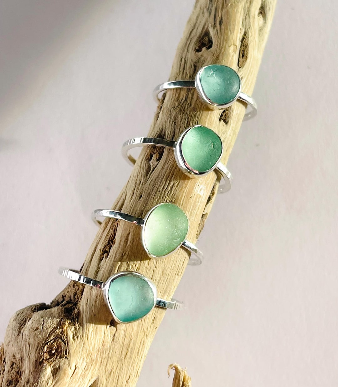Dainty Cornish Sea Glass Ring Custom Made in Your Size, Recycled Silver ...