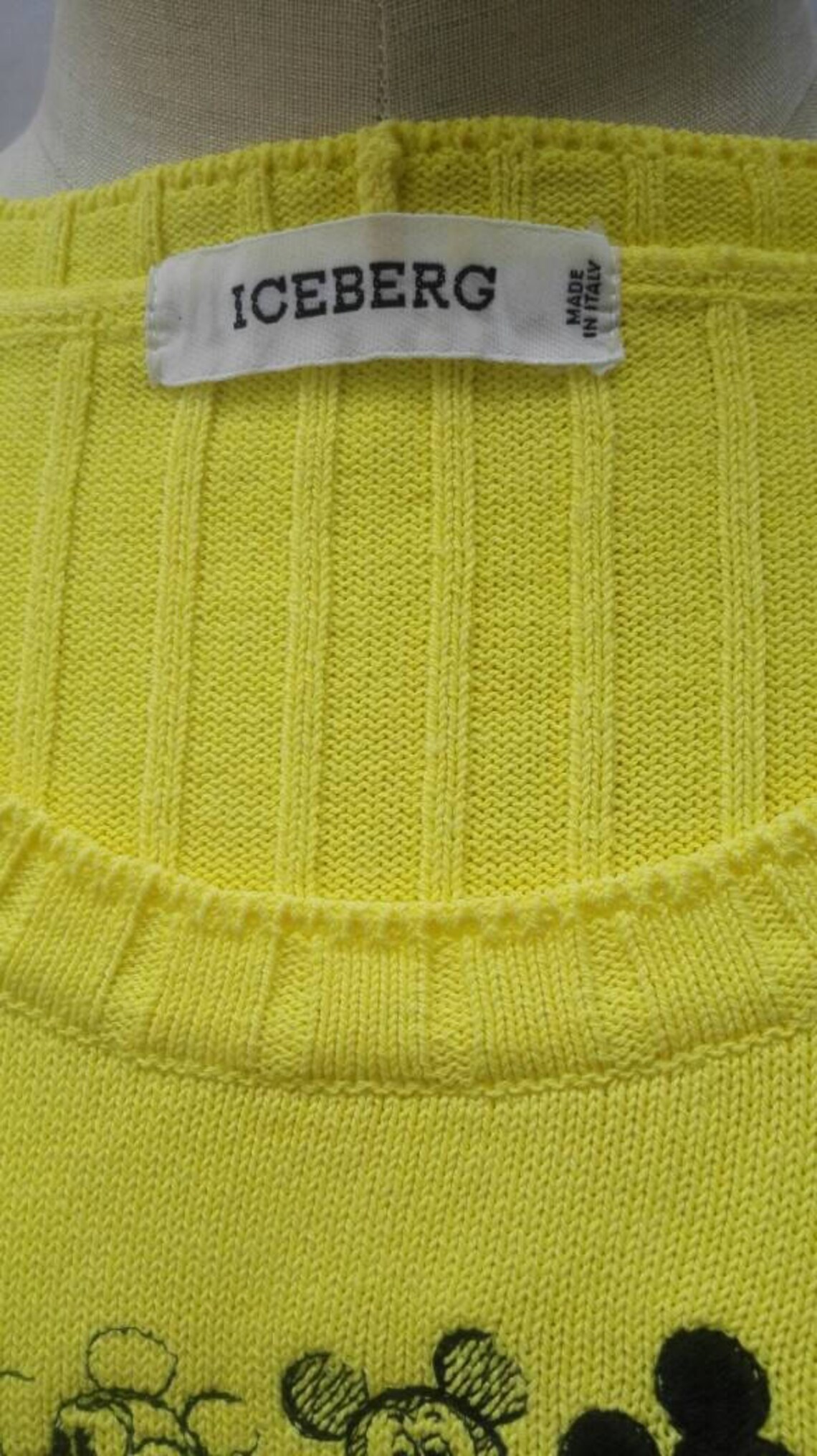 ICEBERG 90s Vintage Mickey Mouse Embroidered Yellow Knit Top | Etsy
