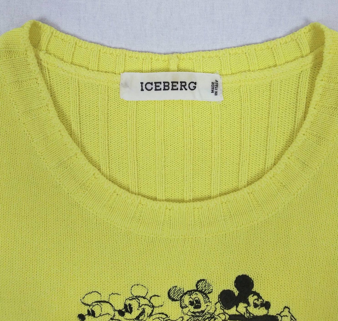 ICEBERG 90s Vintage Mickey Mouse Embroidered Yellow Knit Top - Etsy