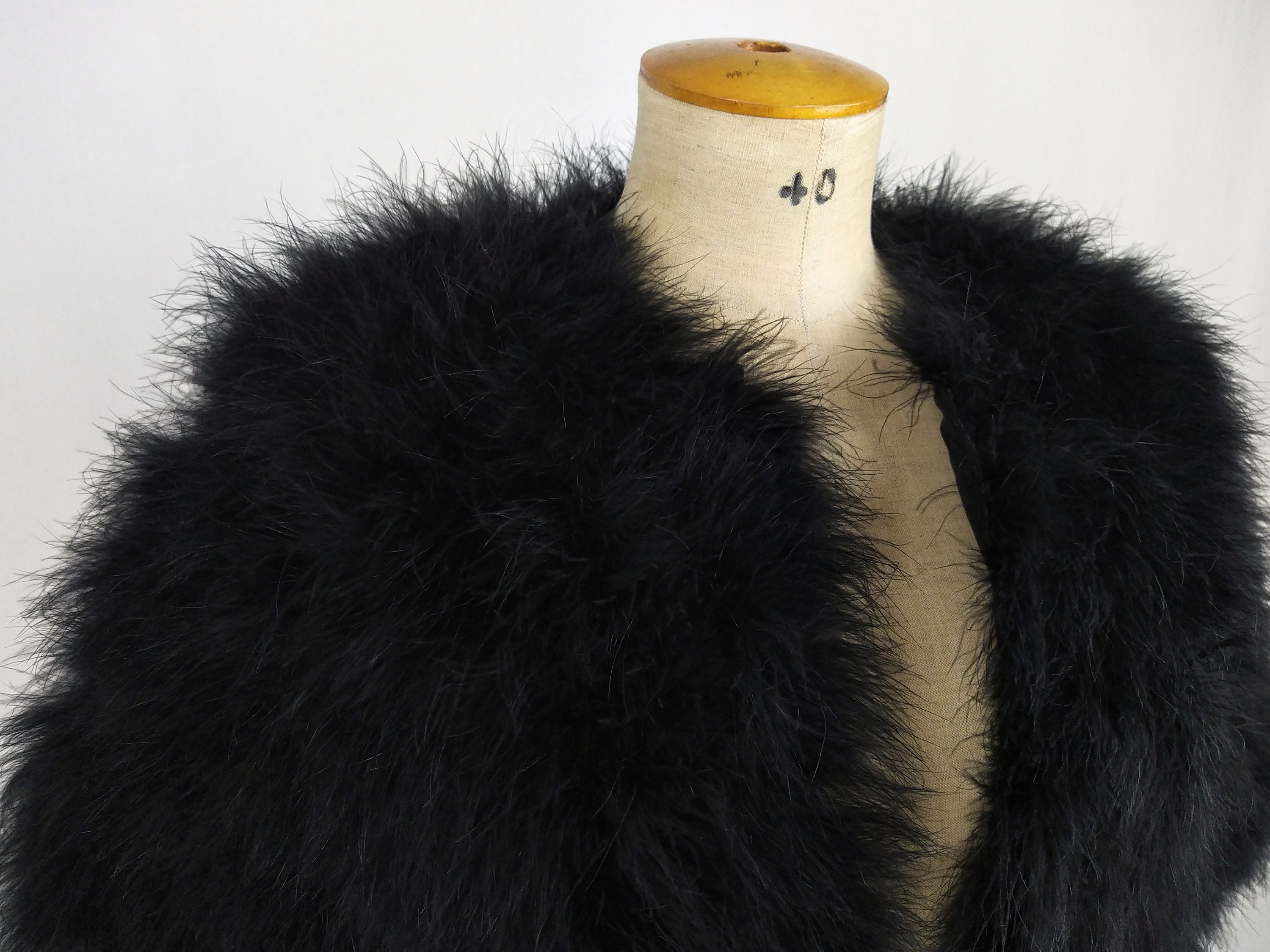 ARLETTE BERESSI Vintage 80s Black Marabou Feather Bolero - Etsy