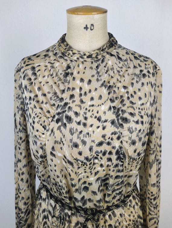 TISSUS LEONARD PARIS vintage 70s leopard print jersey… - Gem