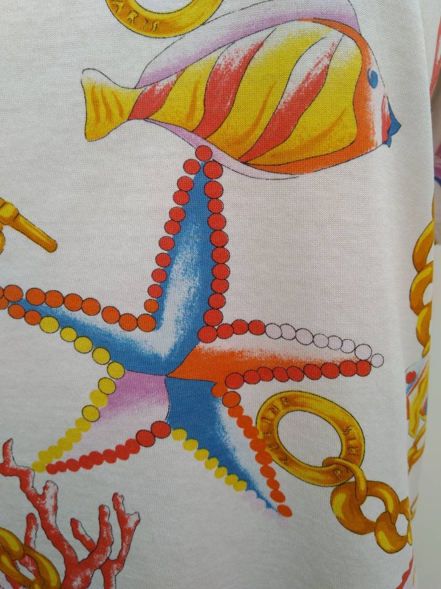 CELINE vintage 90s tropical fish print cotton t-shirt