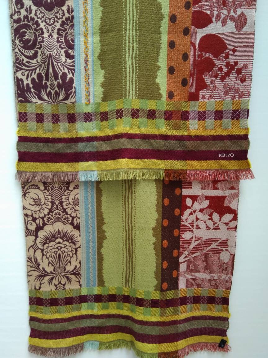 KENZO vintage multicolor wool and silk wrap / shawl