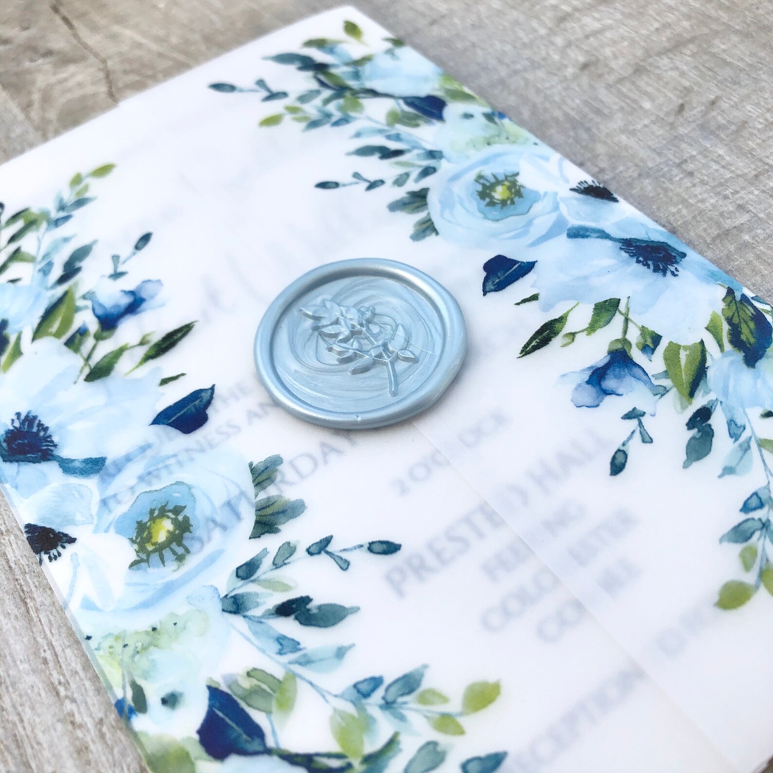 Dusty Blue Vellum Wrap Wedding Invitation & RSVP Card - Etsy