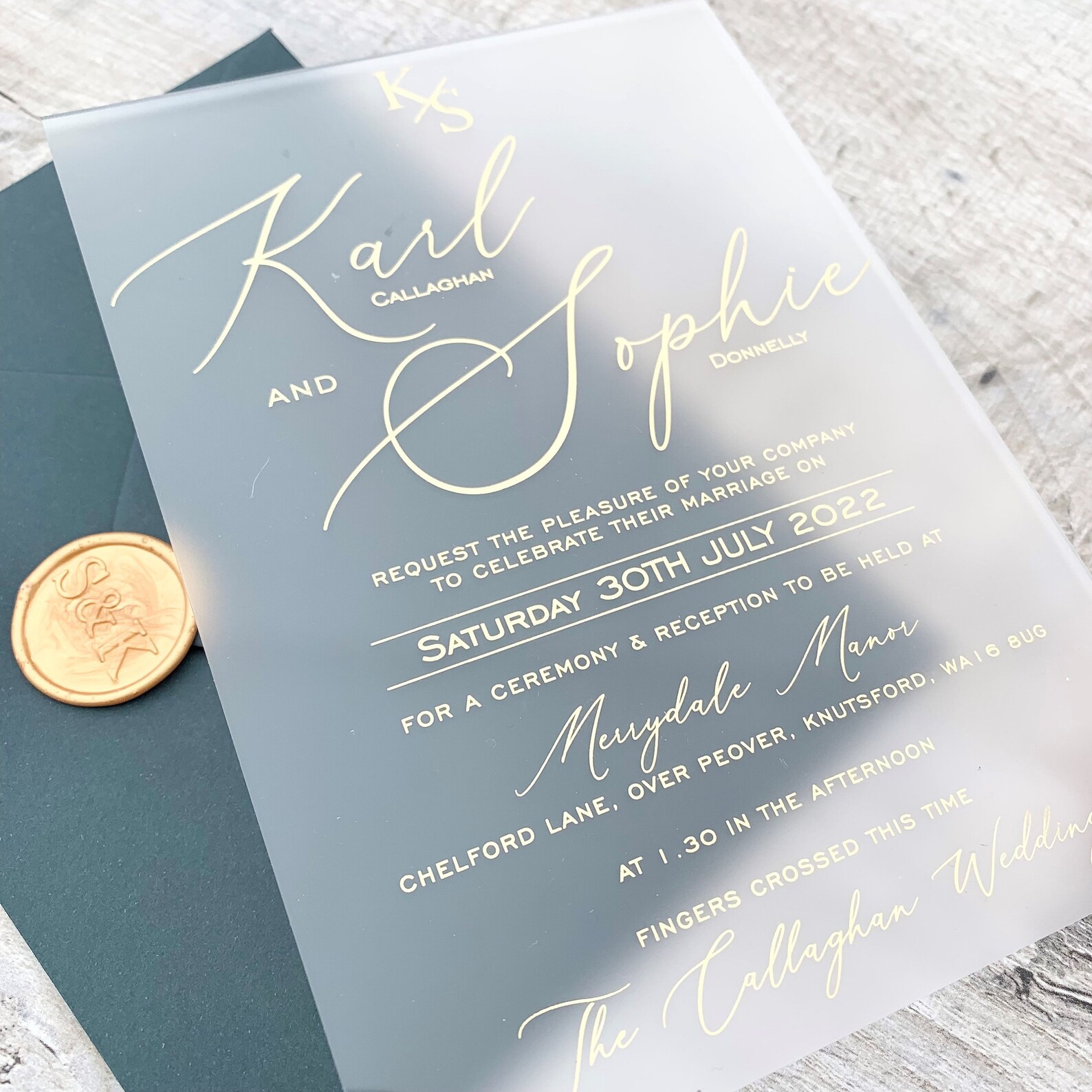 Gold Frosted Acrylic Wedding Invitation Frosted PVC Gold - Etsy