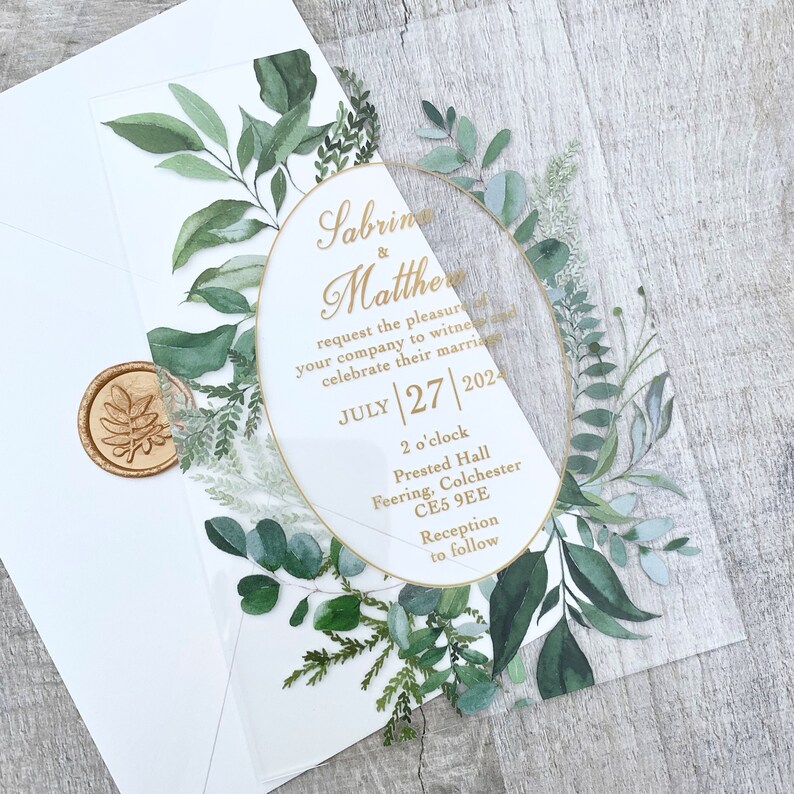 Botanical Foliage Acrylic Wedding Invitation Leaves - Etsy