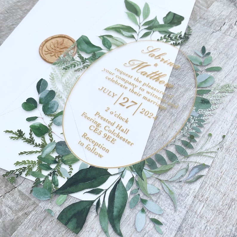 Botanical Foliage Acrylic Wedding Invitation Leaves - Etsy