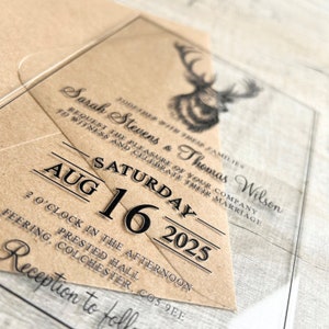 Woodland Stag Acrylic Wedding Invitations, Rustic Wedding Invitation - Etsy
