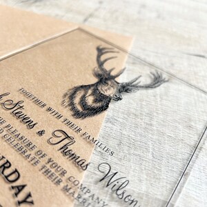 Woodland Stag Acrylic Wedding Invitations, Rustic Wedding Invitation - Etsy