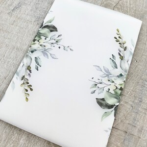 Botanical Vellum Wrap Wedding Invitation, Personalised, Greenery ...