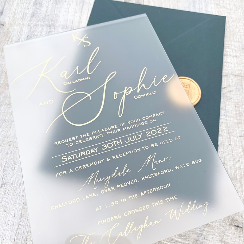 Gold Frosted Acrylic Wedding Invitation Frosted PVC Gold - Etsy