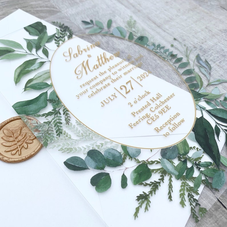Botanical Foliage Acrylic Wedding Invitation Leaves - Etsy