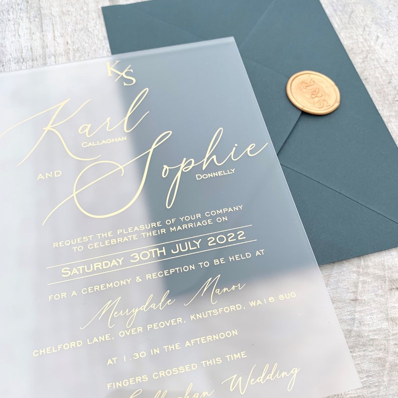 Gold Frosted Acrylic Wedding Invitation Frosted PVC Gold - Etsy