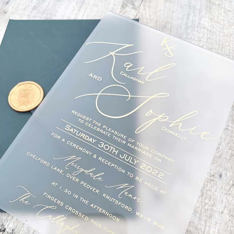 Gold Frosted Acrylic Wedding Invitation Frosted PVC Gold - Etsy UK