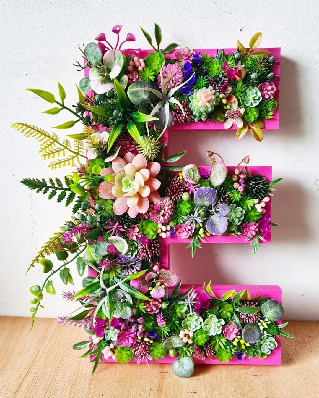 Faux Succulent Wall Letter: Plant Decor Sign (up to 12" / 30cm) - Etsy