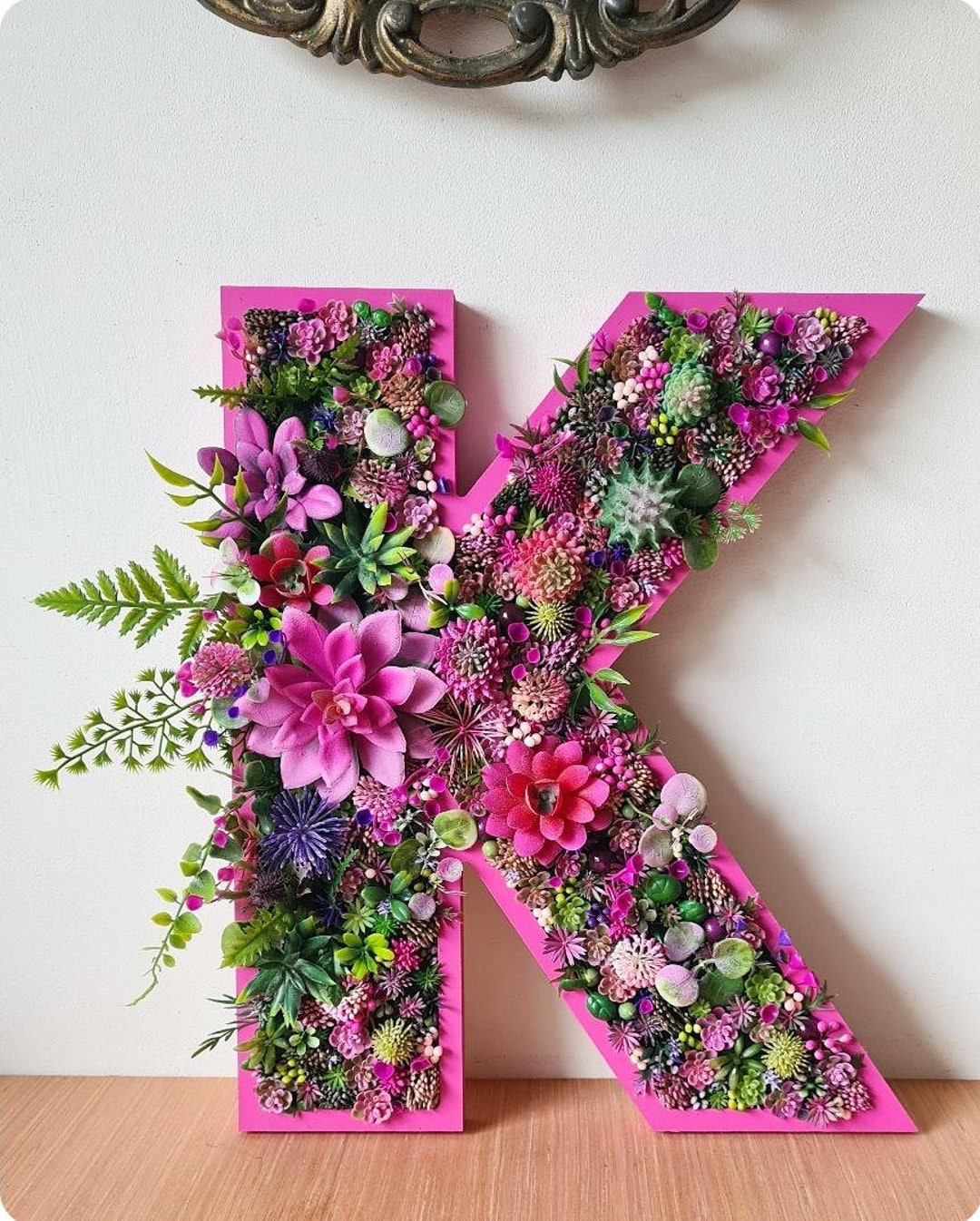 Custom Size Vibrant 3D Wall Letters, Living Wall Art, Faux Succulents ...